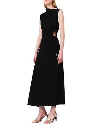 Maje Cutout Waist Maxi Dress - Black