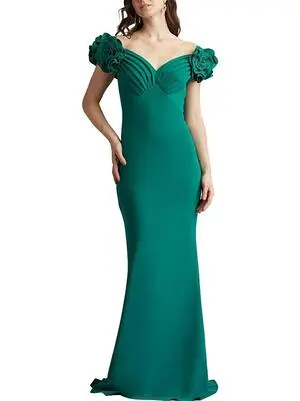 Tadashi Shoji Avenne Rosette-embellished Gown - Green