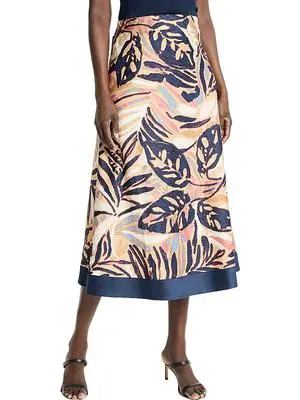 NIC+ZOE Terracotta Garden Printed Midi Skirt - Neutral Multi