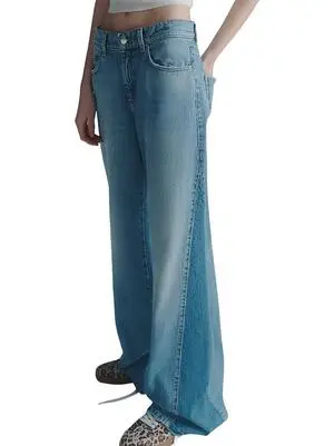 Marella Low Rise Wide Leg Denim Jeans - Light Blue