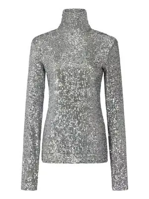 Rabanne Sequined Turtleneck Top - Grey