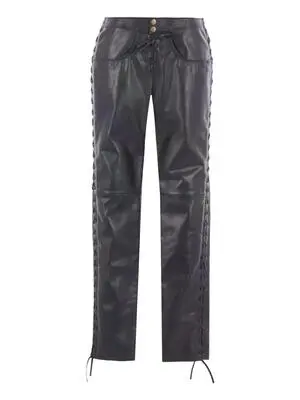Isabel Marant Lace-up Leather Trousers - Black
