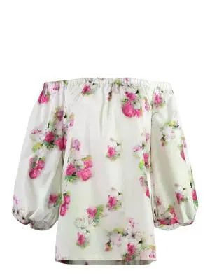 Max Mara Floral-print Balloon-sleeve Blouse - White
