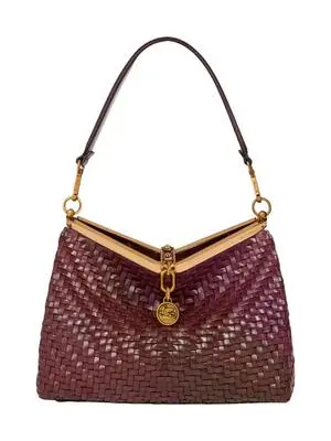 Etro Vela Woven Leather Shoulder Bag - Red