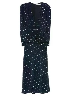 Alessandra Rich Polka Dot-print Midi Dress - Blue