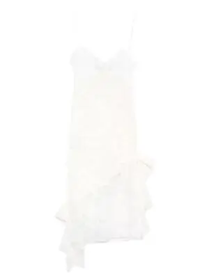 Alessandra Rich Draped Lace Mini Dress - White