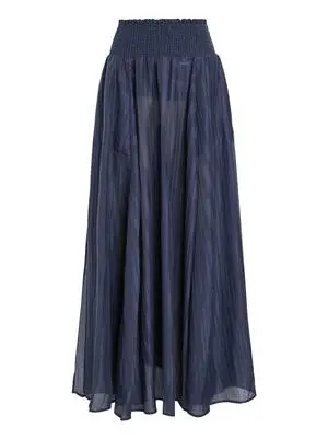 LUXE DE VALENTINA Palma Embroidered Maxi Skirt - Navy