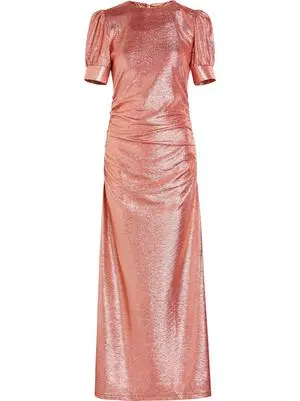 LUXE DE VALENTINA Ruched Metallic Jersey Gown - Rose