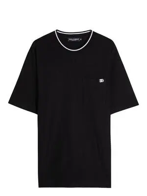 Dolce & Gabbana Logo-embroidered Piqué Cotton T-shirt - Black