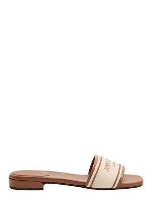 JIMMY CHOO Joa Logo Canvas And Leather Sliders