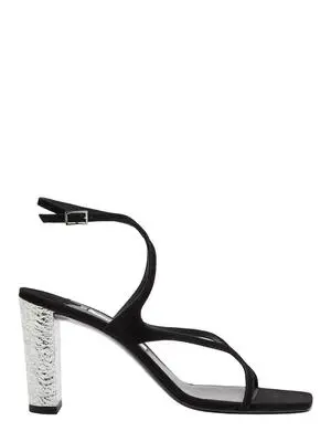 JIMMY CHOO Azie 85 Suede Sandals - Black And Silver
