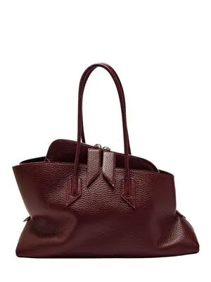 Attico La Passeggiata Medium Leather Shoulder Bag - Burgundy