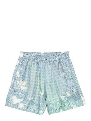 Amiri Paisley Print Silk Shorts - Blue