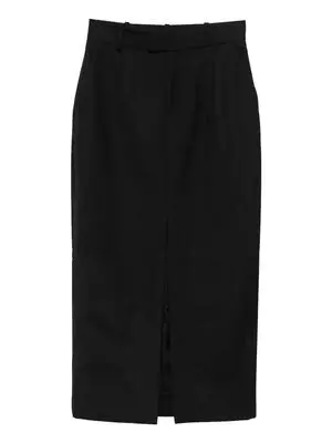 ANINE BING Front-slit Wool Skirt - Black
