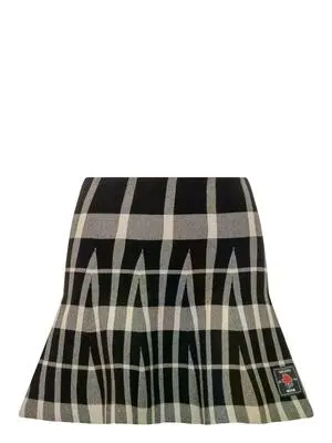 MSGM Checked Pleated Skirt - Black