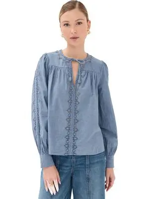 Ulla Johnson Kady Long Sleeve Blouse Chambray
