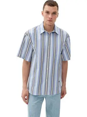 Simkhai Deacon Oversized Shirt - Blue Multi Stripe