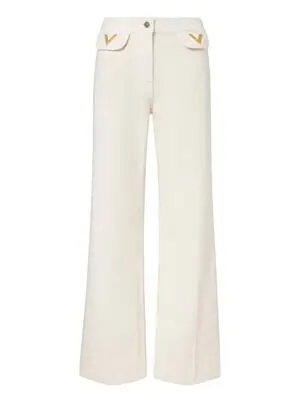 Valentino Garavani Vgold Mid-rise Wide-leg Jeans - White