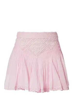 MARANT ETOILE Lace-trimmed Cotton Miniskirt - Pink