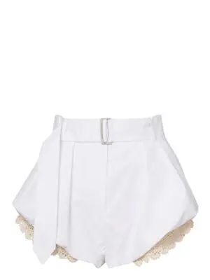 Magda Butrym Crochet-trimmed Cotton-blend Shorts - White