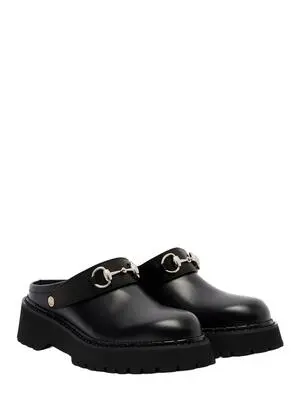 Gucci Horsebit Leather Mules - Black