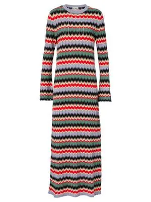 Rixo Miller Chevron Cotton Midi Dress - Multicoloured