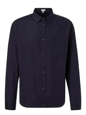 Loewe Logo Cotton Poplin Shirt - Blue