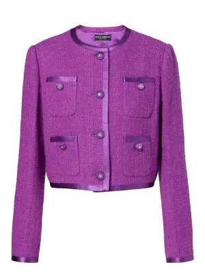 Dolce & Gabbana Cotton And Silk-blend Tweed Jacket - Purple