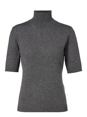 Max Mara Cantone Wool Turtleneck Top - Grey