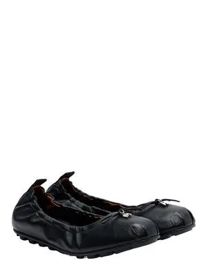 Hogan Olympia Leather Ballerina Flats - Black