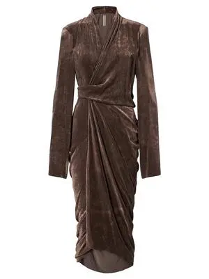 Rick Owens Wrap Midi Dress - Brown