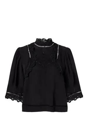 Isabel Marant Étoile Isabel Marant Frany Broderie Anglaise Crêpe Top Black