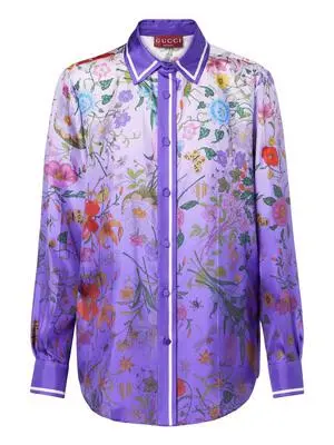 Gucci Floral Silk Shirt - Purple