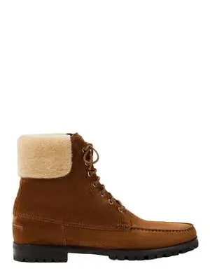 Manolo Blahnik Sycamor Shearling-trimmed Suede Boots - Brown