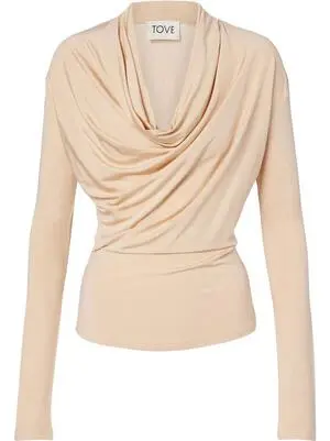 Tove Fina Draped Jersey Top - Beige