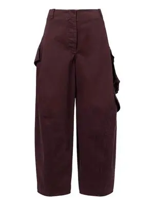Alaïa Cotton Twill Cargo Pants - Burgundy