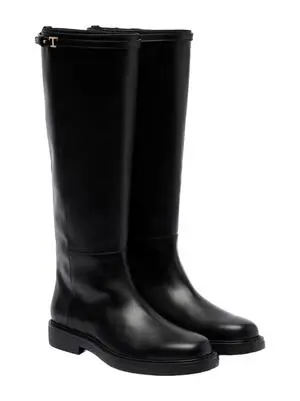 TOD'S Leather Knee-high Boots - Black