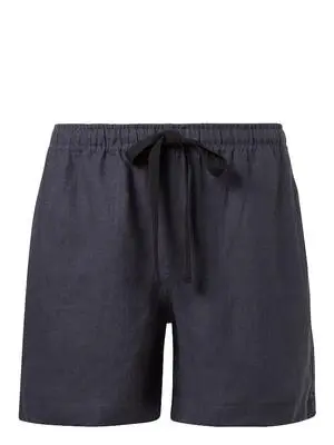 Commas Linen Shorts - Blue