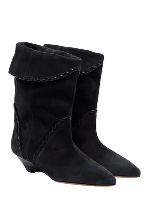 Isabel Marant Edoa 45 Suede Ankle Boots - Black