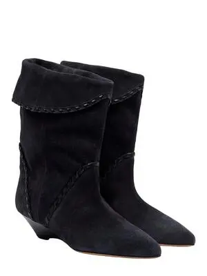 Isabel Marant Étoile Edoa Suede Pointed Toe Ankle Boots - Black