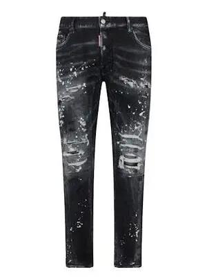 Dsquared2 Tidy Biker Jeans With Paint Splatter And Ripped Details - Black