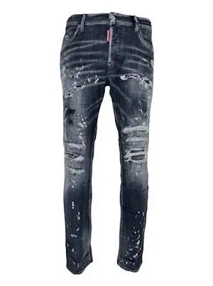 Dsquared2 Skater Jean With Ripped And Paint Splatter Detail - Black