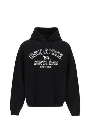 Dsquared2 Loose Fit Santa Dan Logo Hoodie - Black