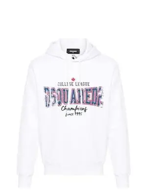 Dsquared2 Faded College League Logo Hoodie - White