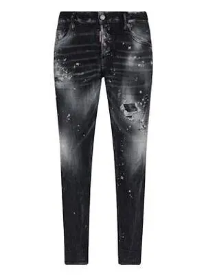 Dsquared2 Skater Jeans With Paint Splatter And Faded Wash - Black