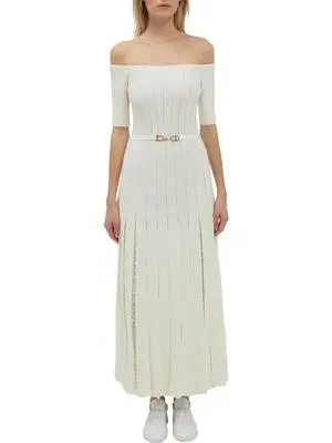 Gabriela Hearst Kurt Knit Pleated Dress Merino Wool - Ivory