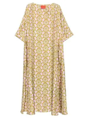La DoubleJ Floral-print Silk A-line Dress - Pink