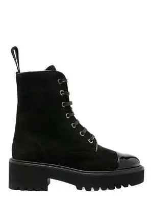 AQUAZZURA Lace-up Suede Boots - Black