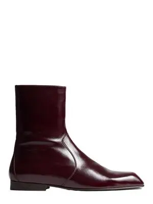 Khaite Colt Ankle Boot In Python-embossed Leather - Bordeaux