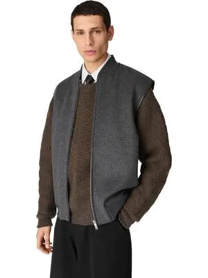 BOTTEGA  VENETA Double Face Wool Gilet - Charcoal Melange
